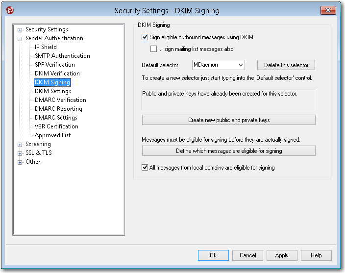 How do I enable DKIM signing and configure primary and additional domain records?