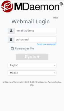 How do I access MDaemon Webmail from a mobile device browser?