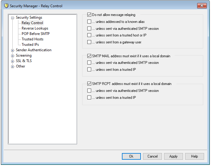 What are the recommended Security, Dynamic Screening, Spam Filter, and ...