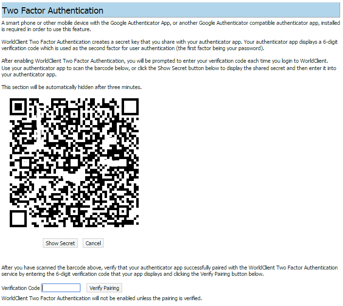How do I enable two-factor authentication for Webmail/Remote Administration?