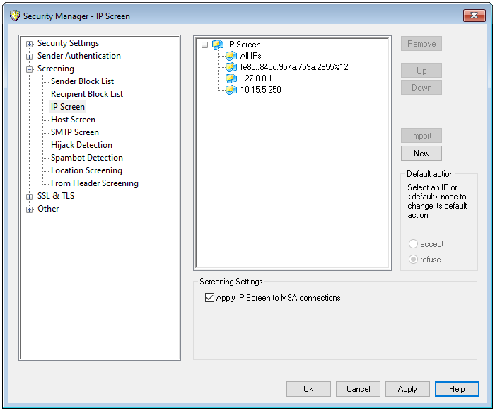 What are the recommended Security, Dynamic Screening, Spam Filter, and AntiVirus Settings in ...