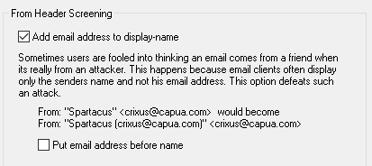 How can I use From Header Screening to expose spoofed email?
