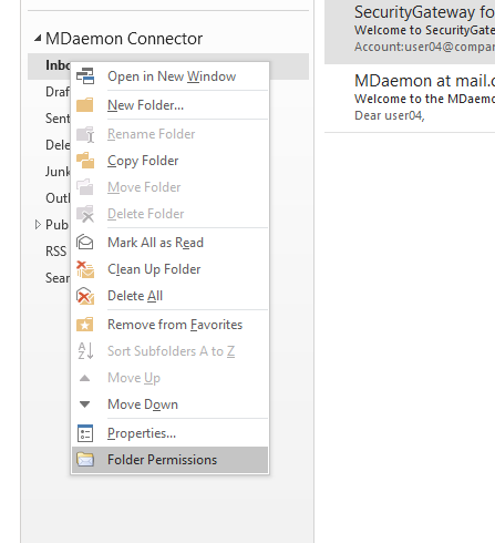 How to share folders in Outlook with MDaemon Connector