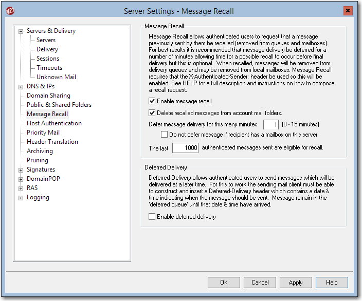How to enable and use MDaemon's Message Recall feature