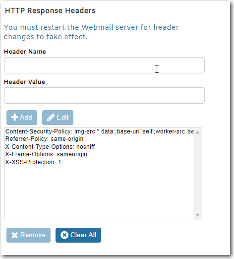 What are the recommended HTTP Response Headers?
