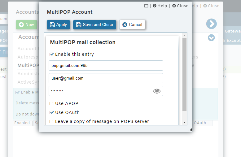 How to setup MultiPOP for use with Google using OAuth