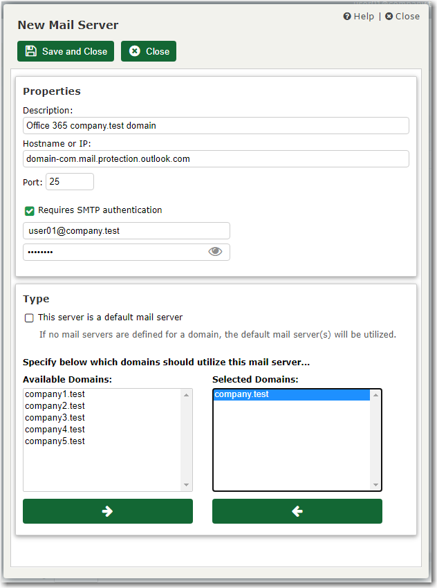 How do I setup Microsoft 365 as a Domain Mail Server in SecurityGateway?